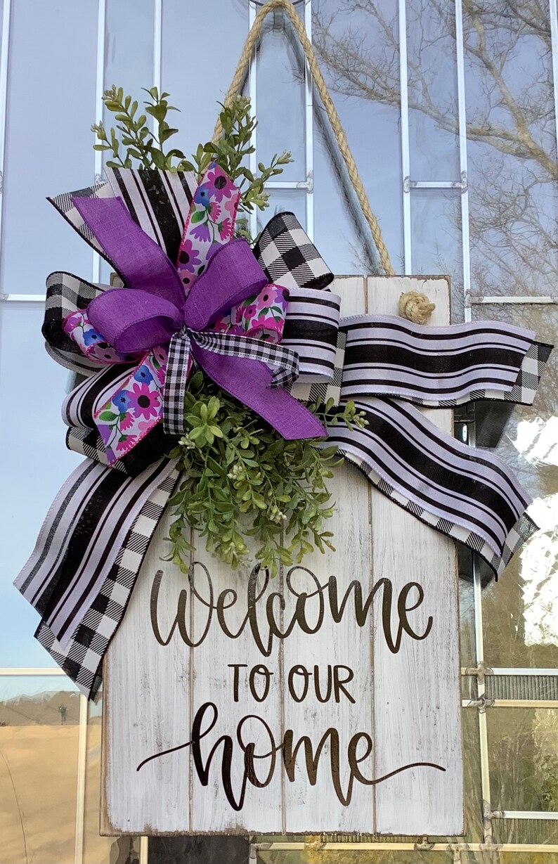 Welcome to Our Home Large Wooden Spring Door Sign Door - Etsy