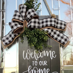 Welcome Large Wooden Door Sign Door Hanger Farmhouse Door - Etsy