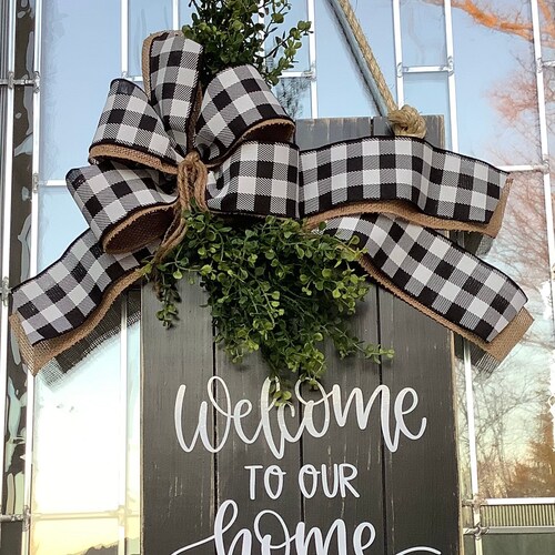 Welcome Large Wooden Door Sign Door Hanger Farmhouse Door - Etsy