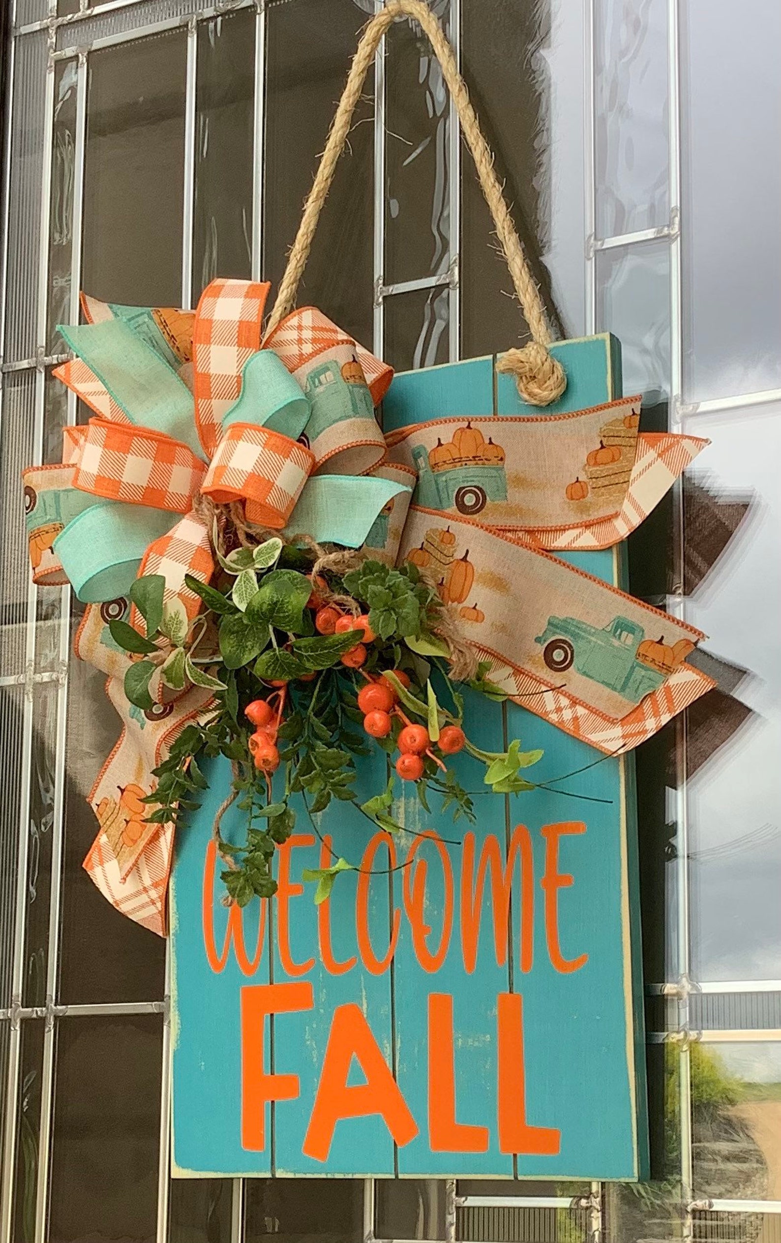Welcome Fall Large Wooden Door Sign Door Hanger Farmhouse - Etsy