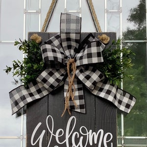 Welcome, Large Wooden Door Sign, Door Hanger, Farmhouse, Door Decor ...