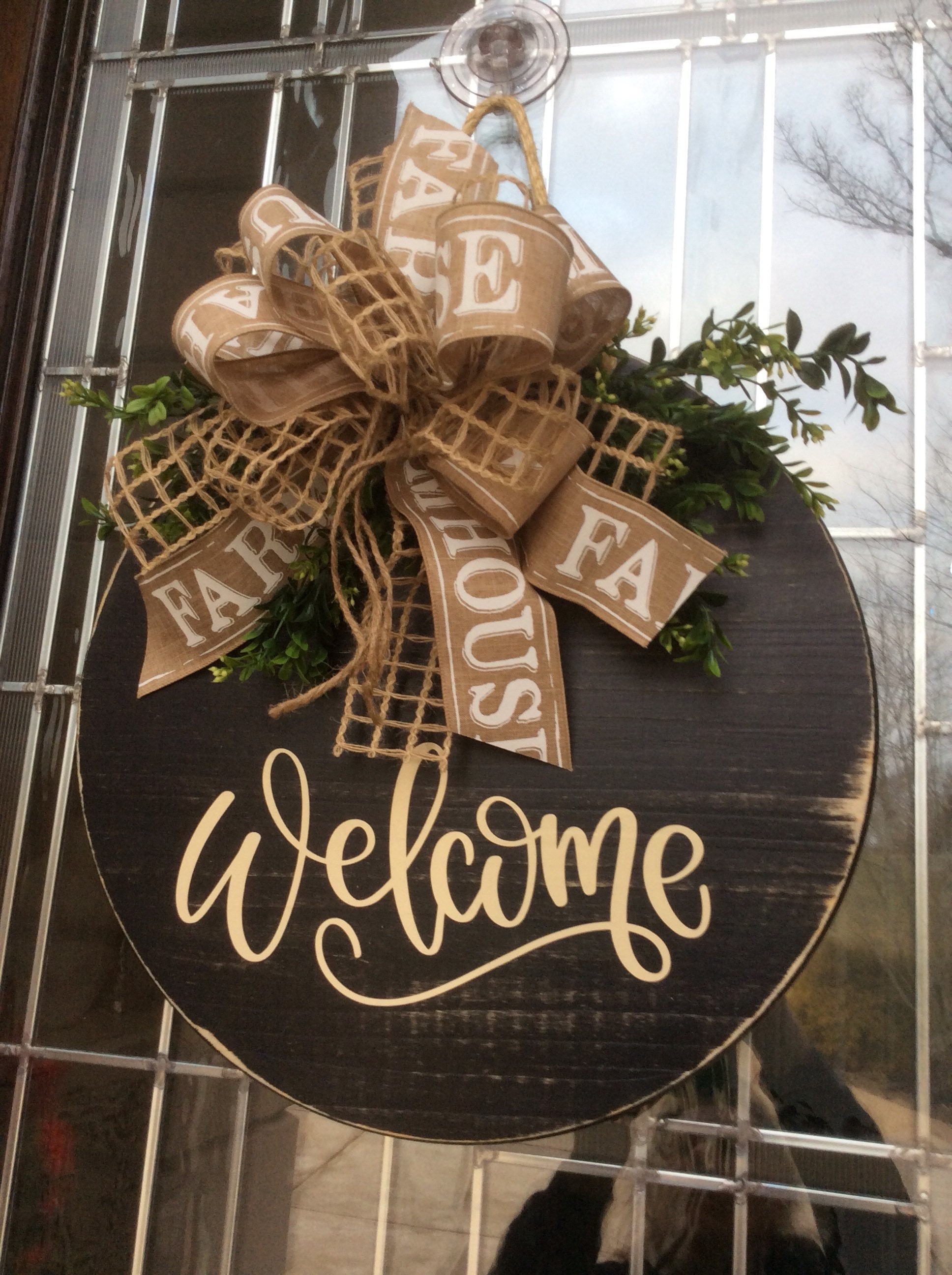 Door Decoration Welcome Round Front Door Sign Wood Sign | Etsy