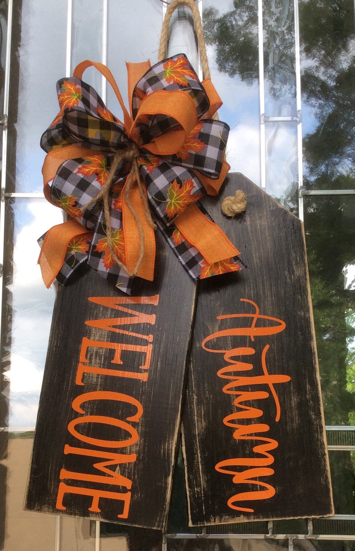 Welcome Autumn Large Wooden Door Tag Door Hanger | Etsy
