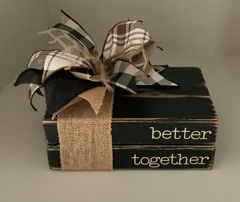 Farmhouse Book Stack farmhouse Wooden Decoration Better - Etsy