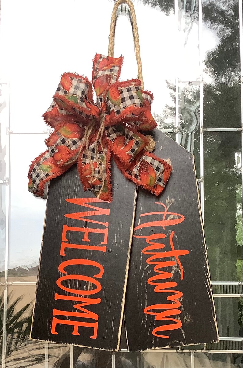 Welcome Autumn Large Wooden Door Tag Door Hanger - Etsy