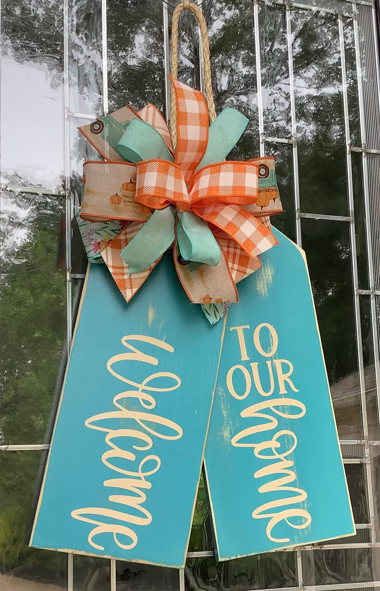 Welcome to Our Home, Large Wooden Door Tag, Door Hanger, Farmhouse ...