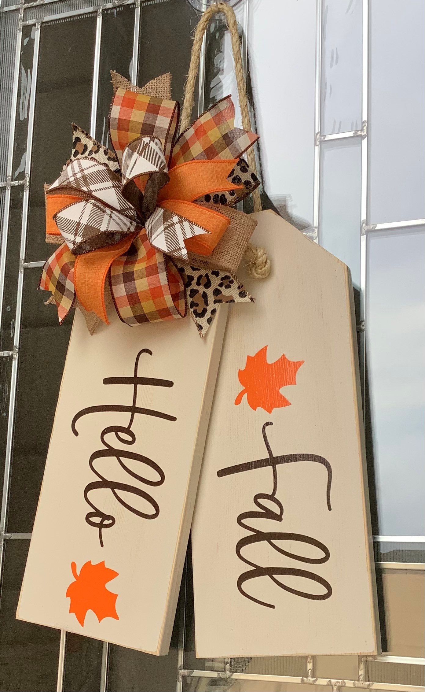 Hello Fall Large Wooden Door Tag Door Hanger Farmhouse - Etsy