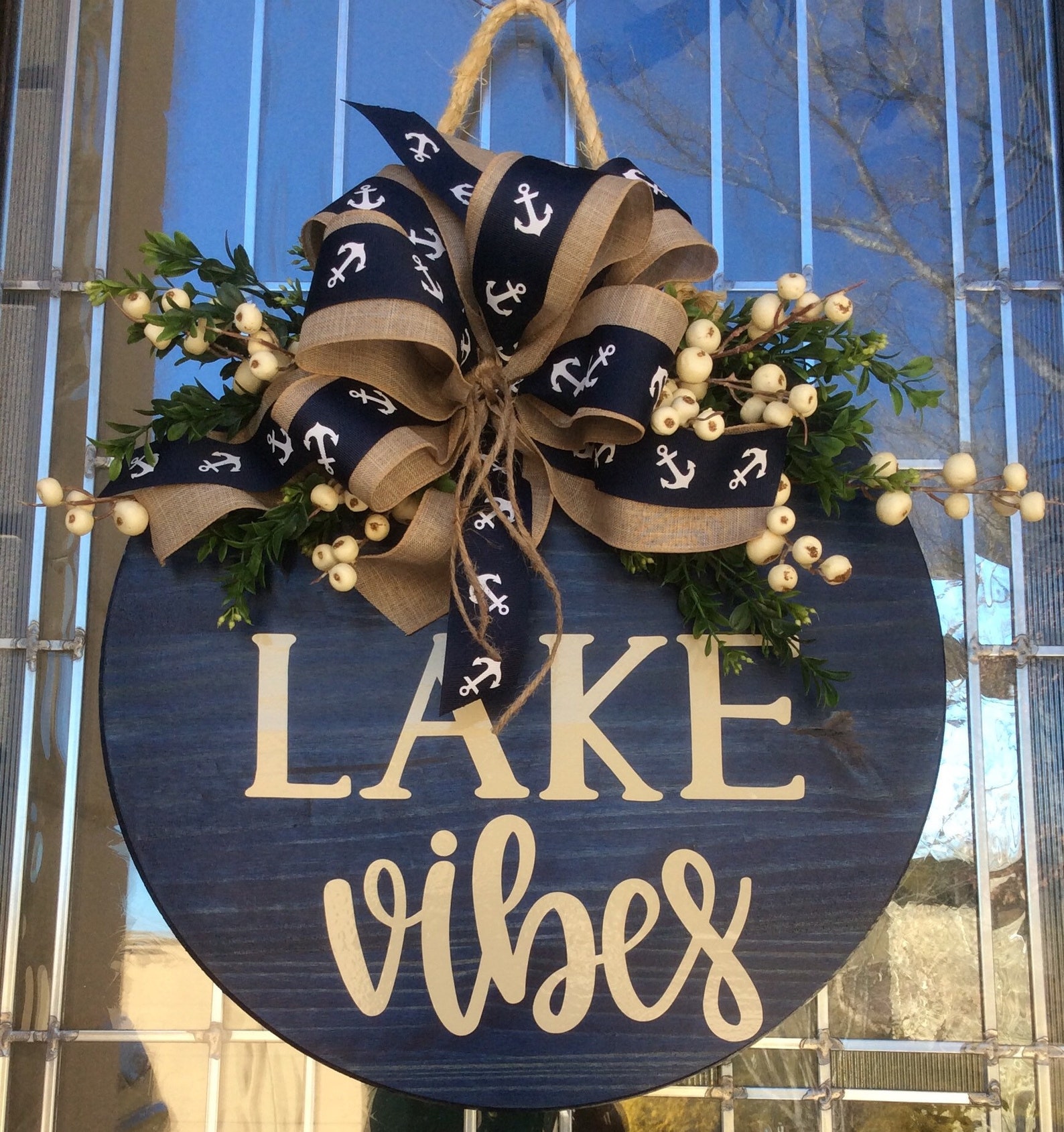 Door Decoration Lake Vibes Round Front Door Sign Wood Sign | Etsy