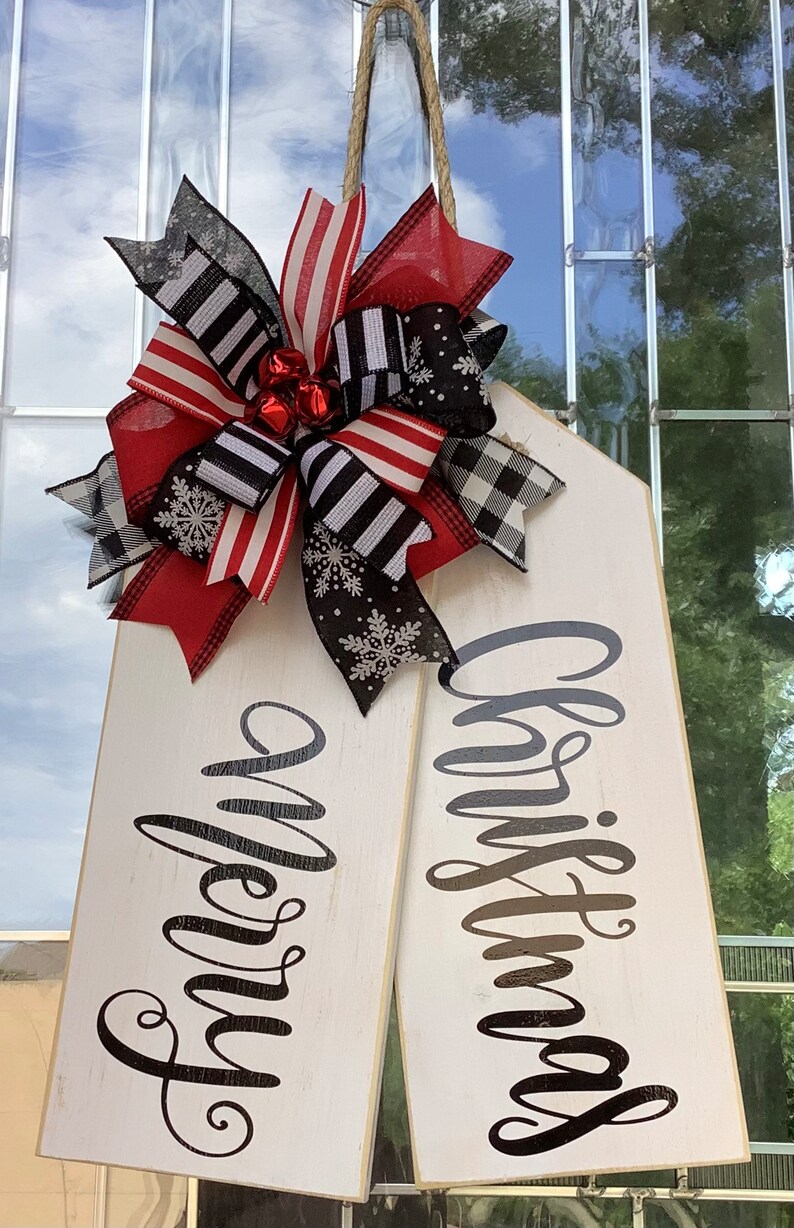 Merry Christmas Large Wooden Door Tag Door Hanger - Etsy
