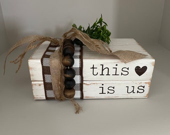 Farmhouse Book Stack farmhouse Wooden Decoration This is Us | Etsy