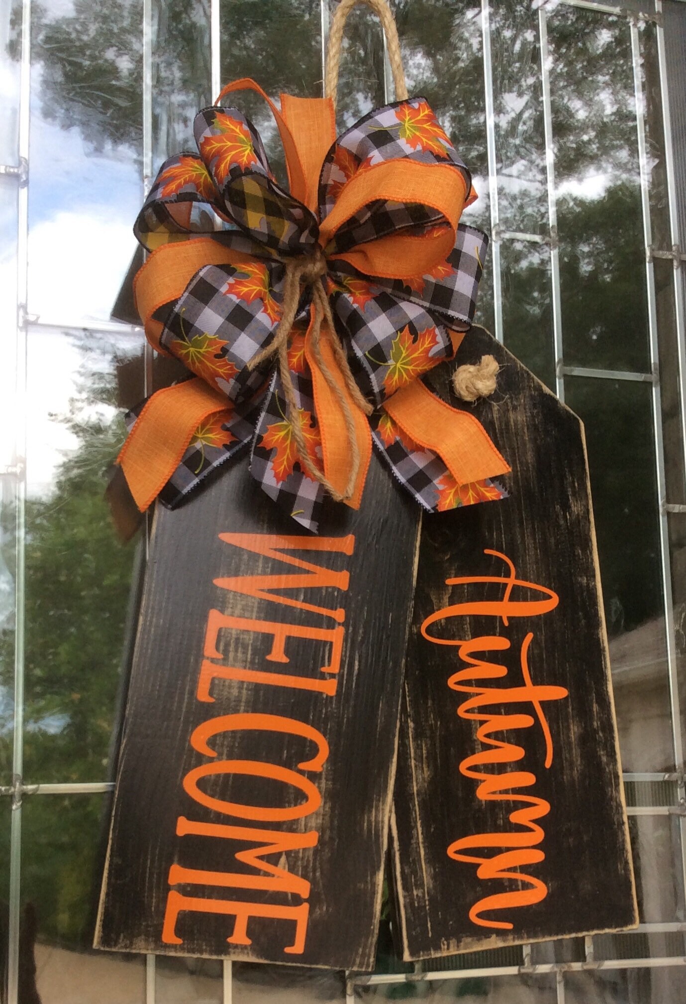 Welcome Autumn Large Wooden Door Tag Door Hanger | Etsy