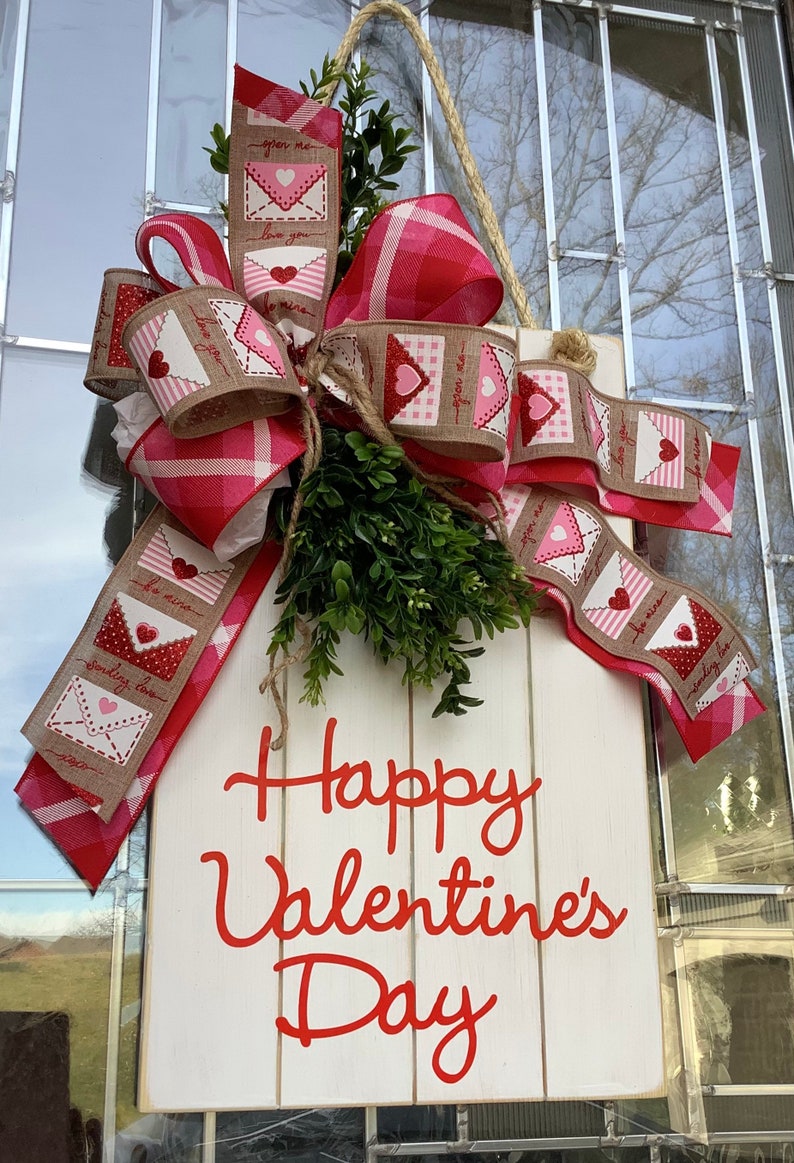 Happy Valentines Day Large Wooden Door Sign Door Hanger - Etsy
