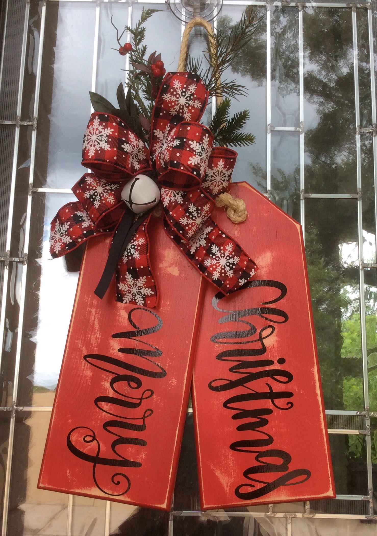 Merry Christmas Large Wooden Door Tag Door Hanger | Etsy