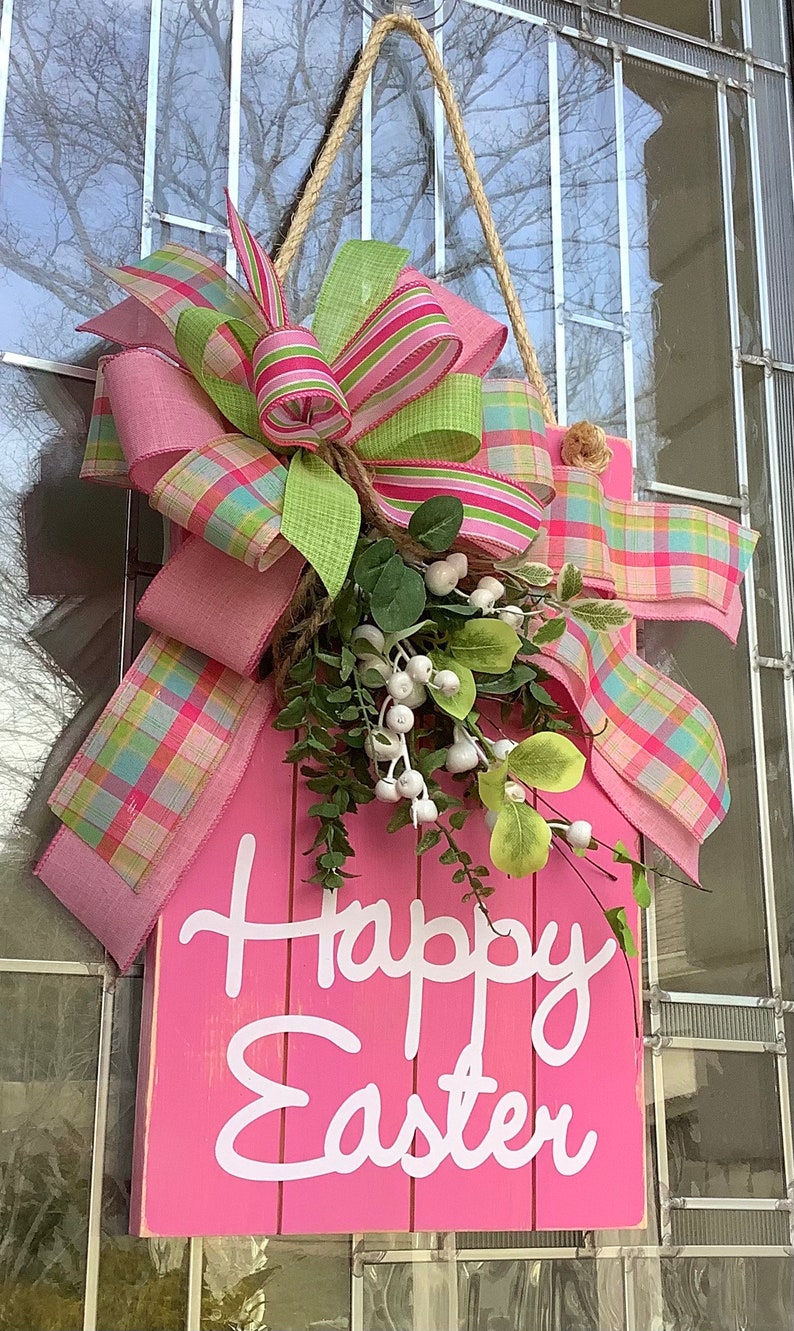 Happy Easter Large Wooden Door Sign Easter Door Hanger - Etsy
