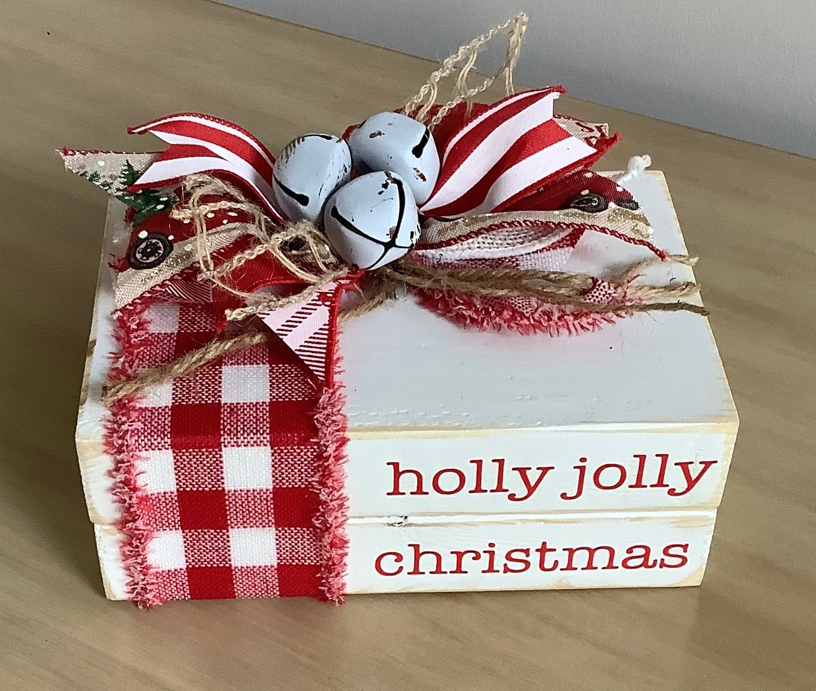 Farmhouse Book Stack farmhouse Wooden Decoration Holly Jolly - Etsy