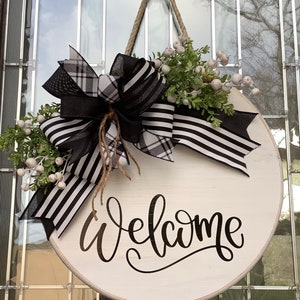 Door Decoration, Welcome , Round Front Door Sign, Wood Sign, Door ...