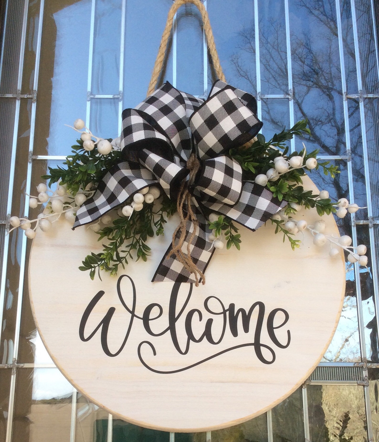 Door Decoration Welcome Round Front Door Sign Wood Sign - Etsy