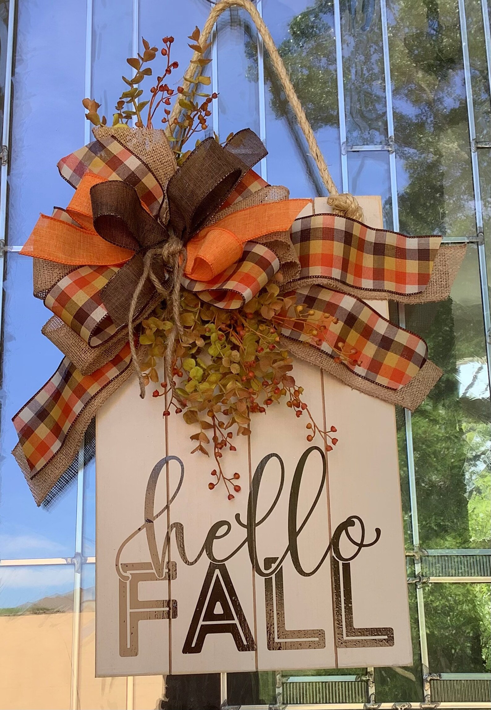 Hello Fall Large Wooden Door Sign Door Hanger Farmhouse - Etsy