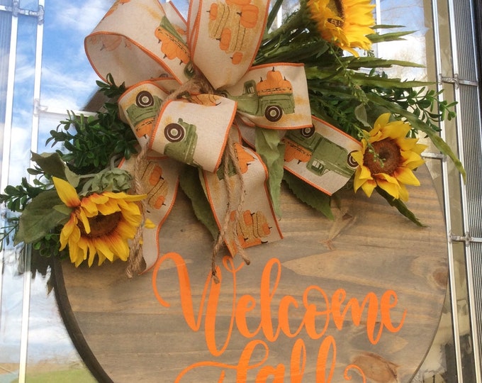 Front Door Decor, Welcome Fall, Wooden Wreath, Door Hanger, Home Decor ...