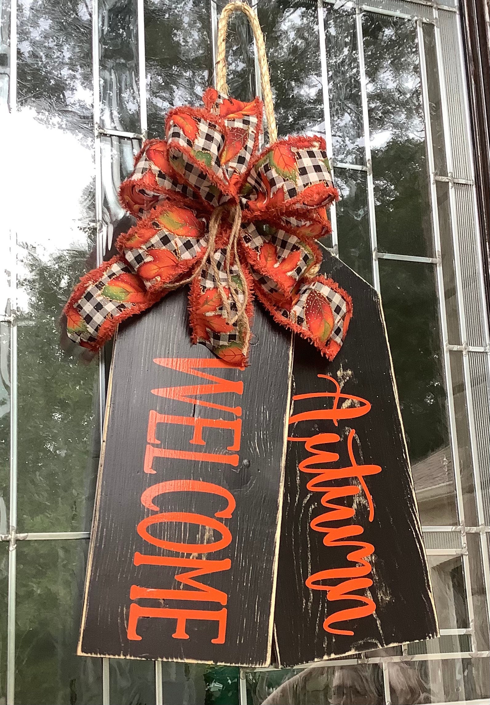 Welcome Autumn Large Wooden Door Tag Door Hanger - Etsy