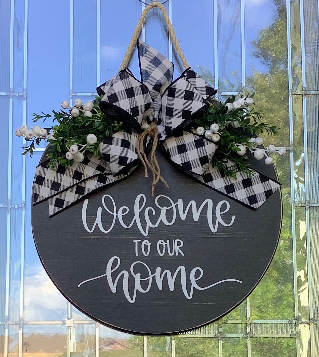 Door Decoration Welcome To Our Home Round Front Door Sign | Etsy