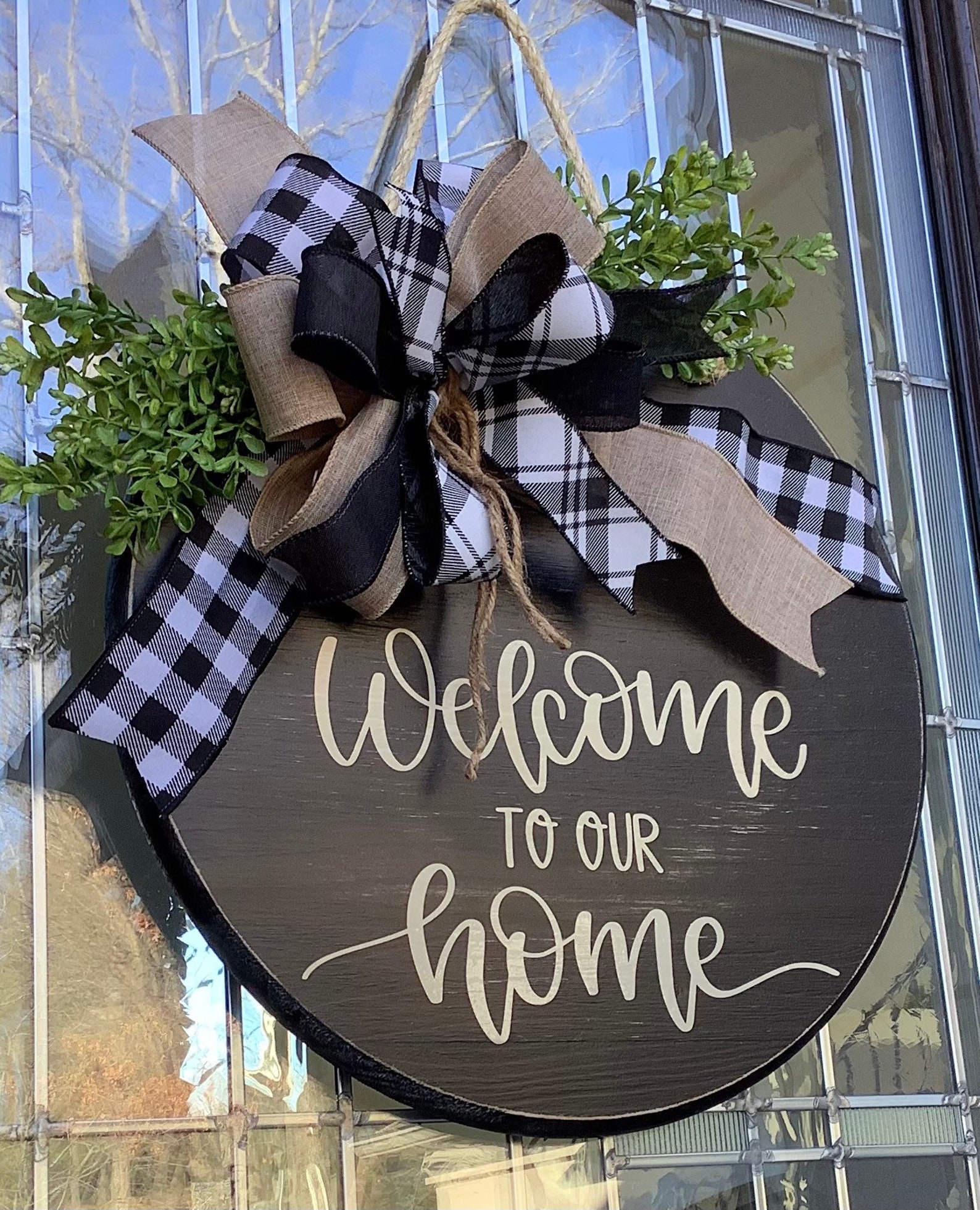 Door Decoration Welcome to Our Home Round Front Door Sign - Etsy