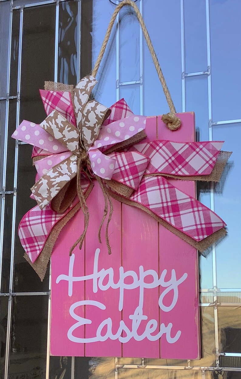 Happy Easter Large Wooden Door Sign Door Hanger Farmhouse - Etsy