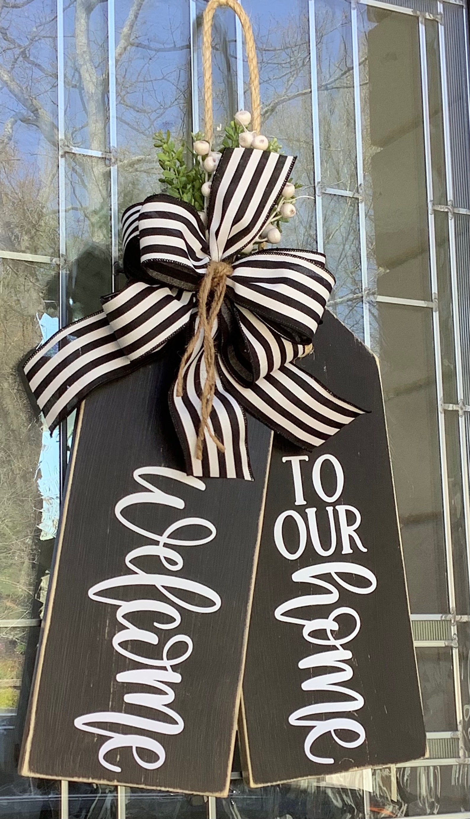 Welcome to Our Home Large Wooden Door Tag Door Hanger | Etsy