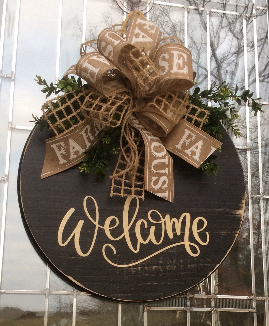 Door Decoration Welcome Round Front Door Sign Wood Sign - Etsy