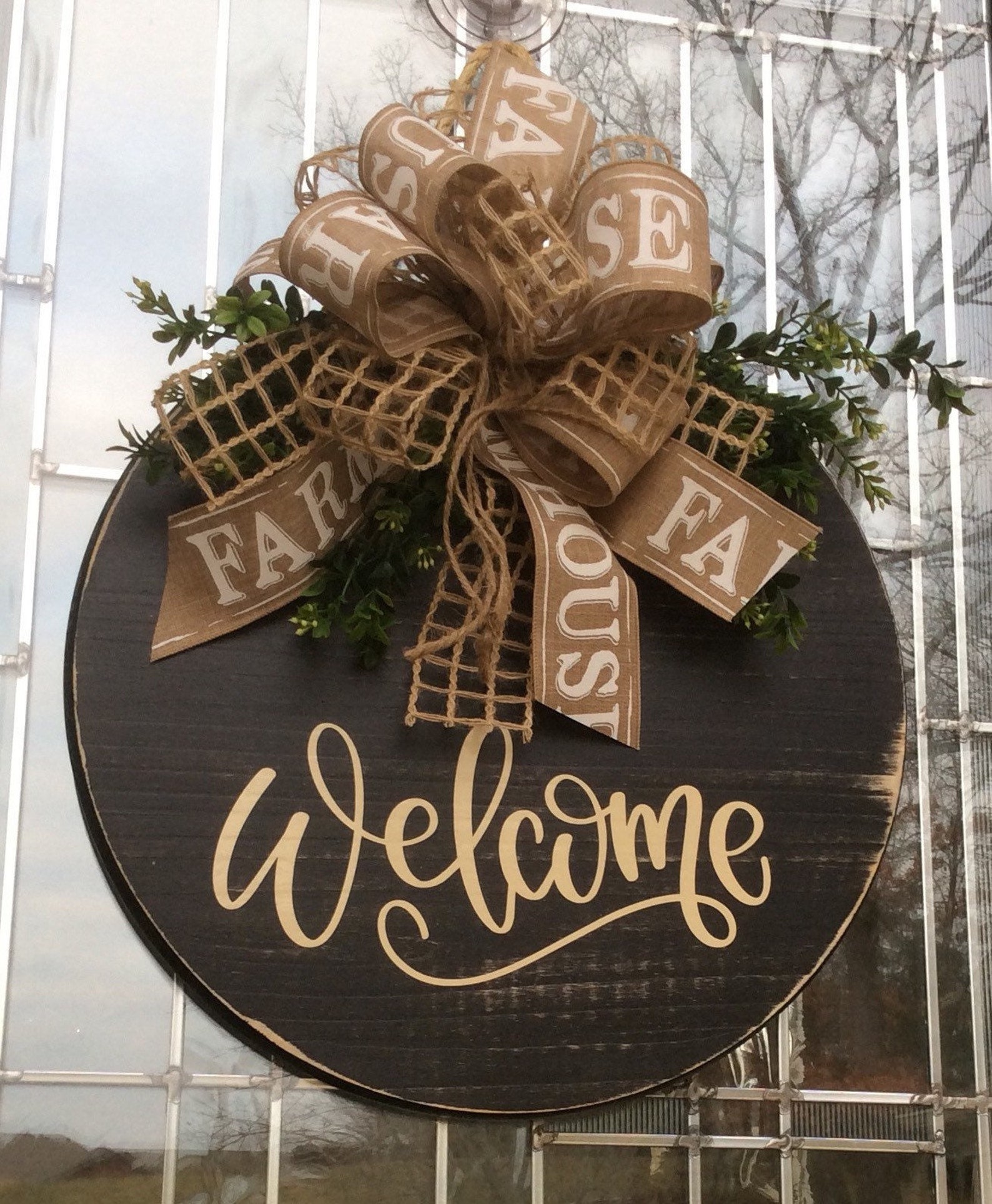 Door Decoration Welcome Round Front Door Sign Wood Sign - Etsy