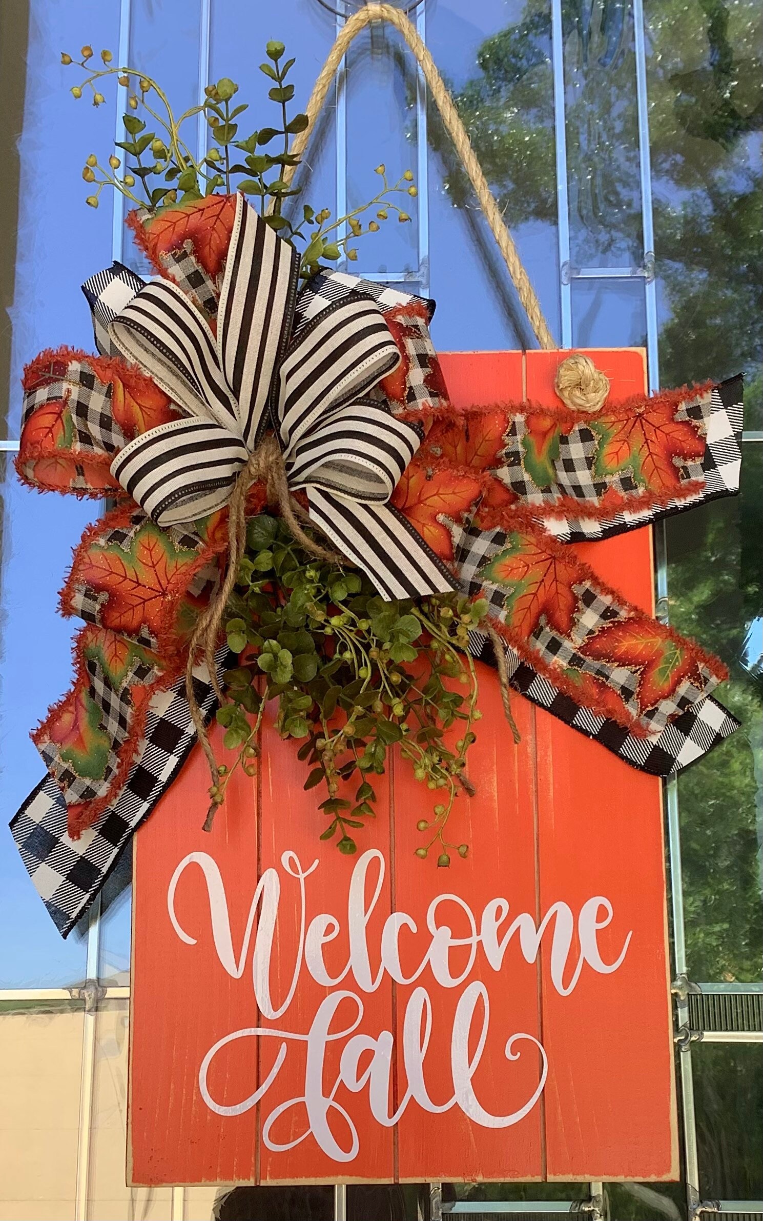 Welcome Fall Large Wooden Door Sign Door Hanger Farmhouse - Etsy