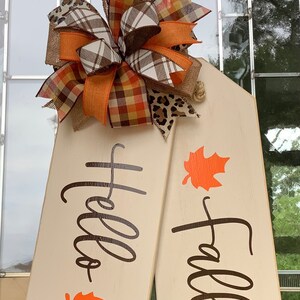 Hello Fall, Large Wooden Door Tag, Door Hanger, Farmhouse, Fall Wreath ...