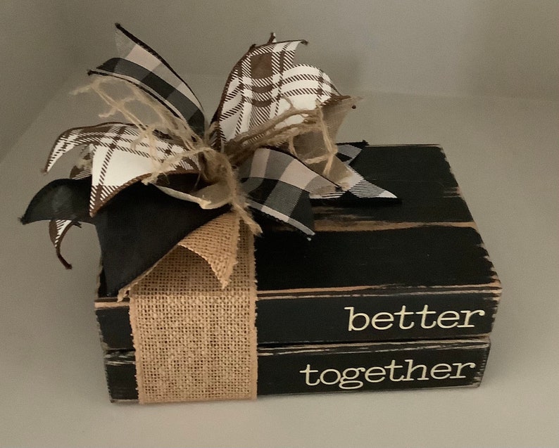 Farmhouse Book Stack farmhouse Wooden Decoration Better - Etsy