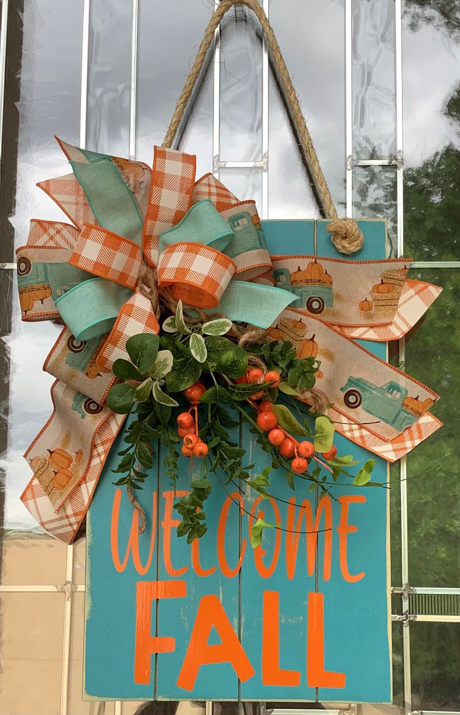 Welcome Fall Large Wooden Door Sign Door Hanger Farmhouse - Etsy