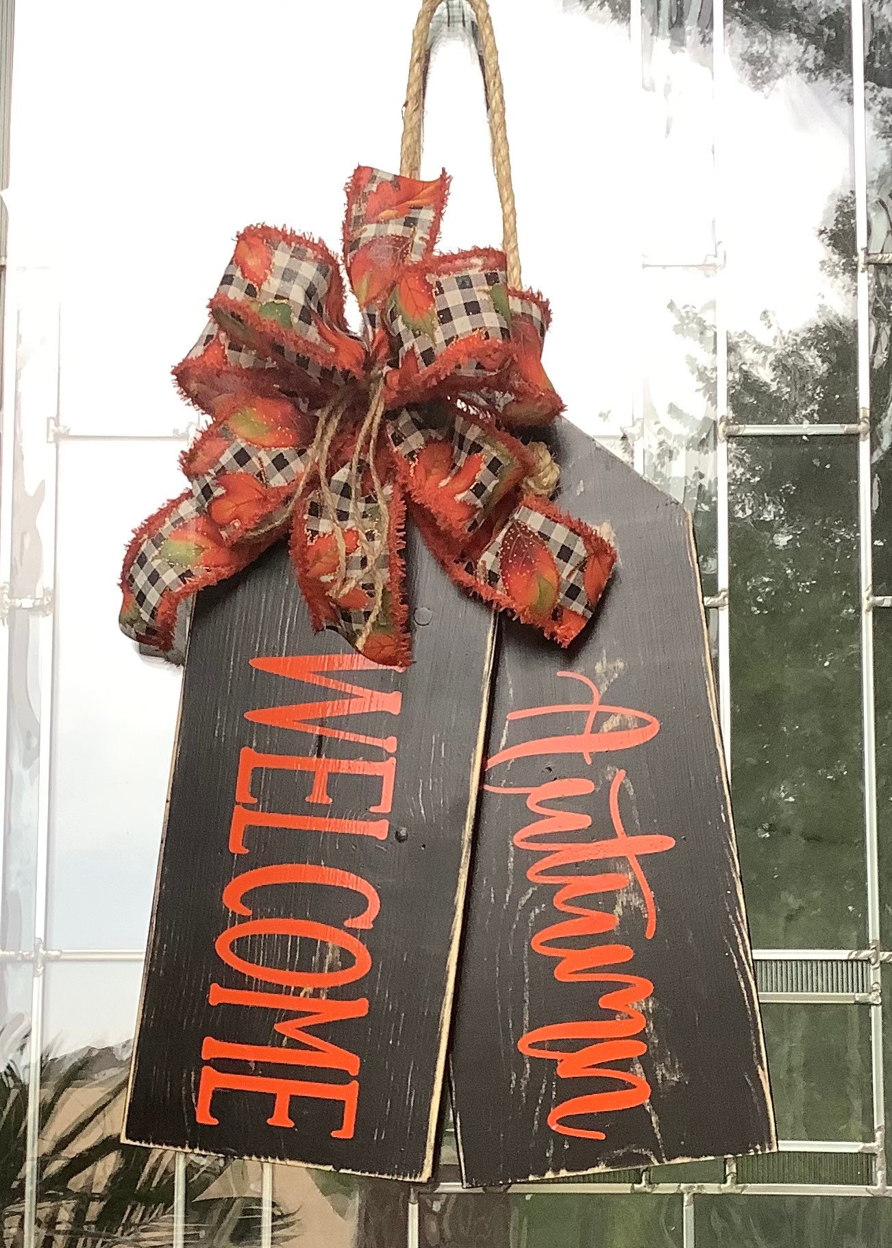 Welcome Autumn Large Wooden Door Tag Door Hanger - Etsy