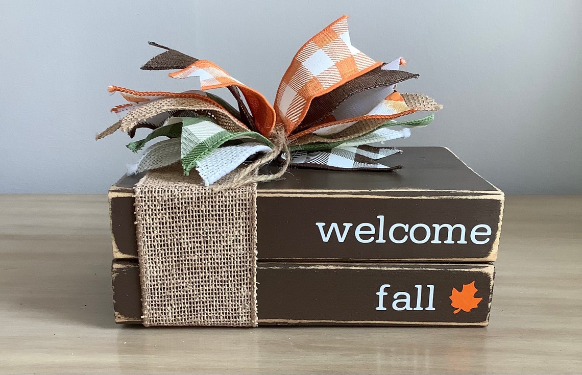 Fall Farmhouse Book Stack Farmhouse Wooden Decoration - Etsy