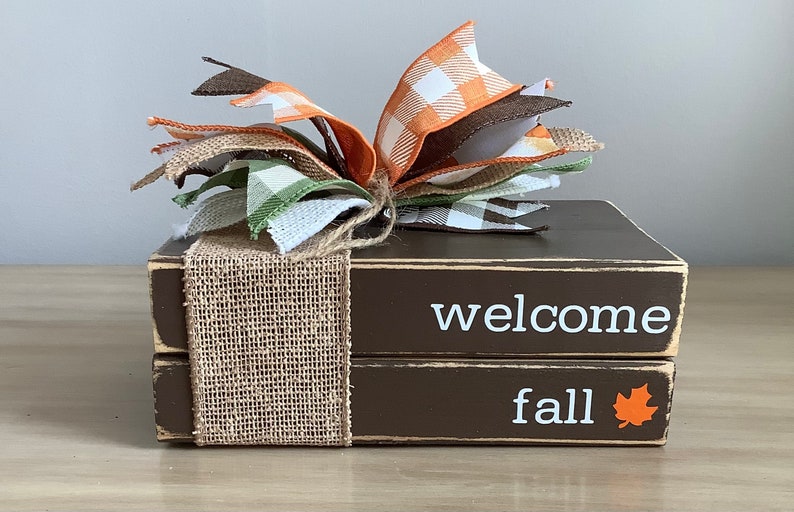 Fall Farmhouse Book Stack Farmhouse Wooden Decoration - Etsy