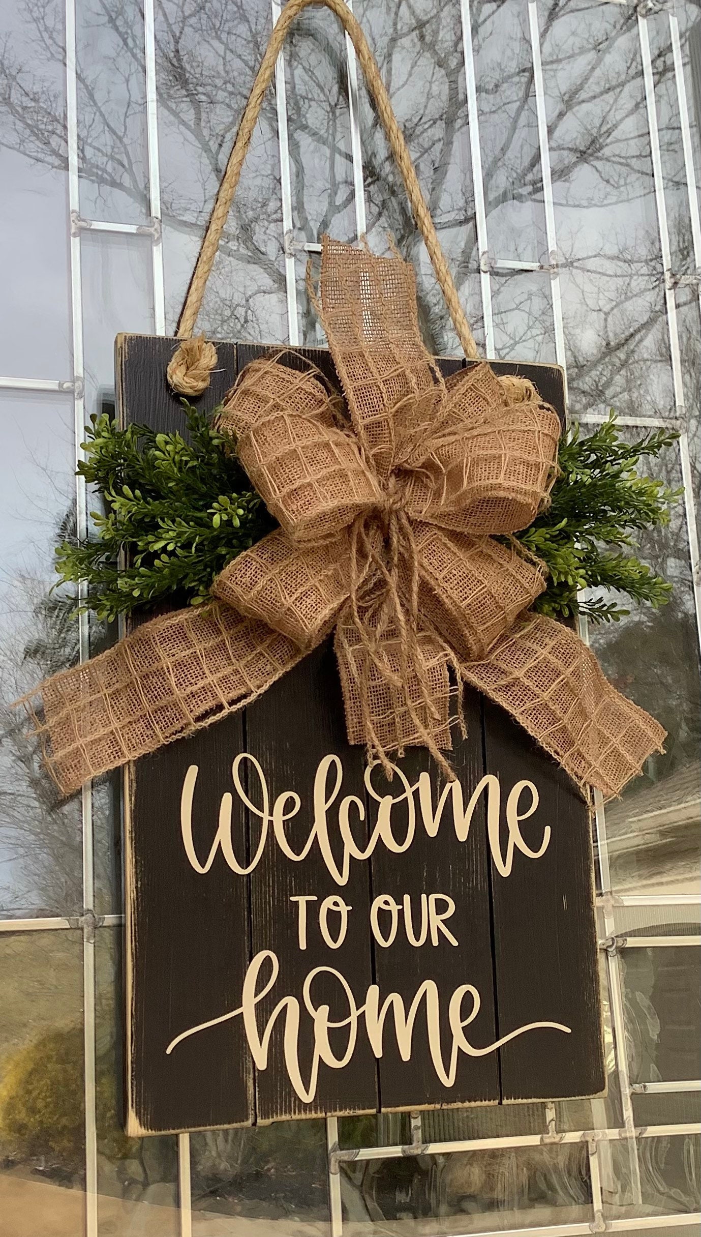 Welcome to Our Home Large Wooden Door Sign Door Hanger | Etsy