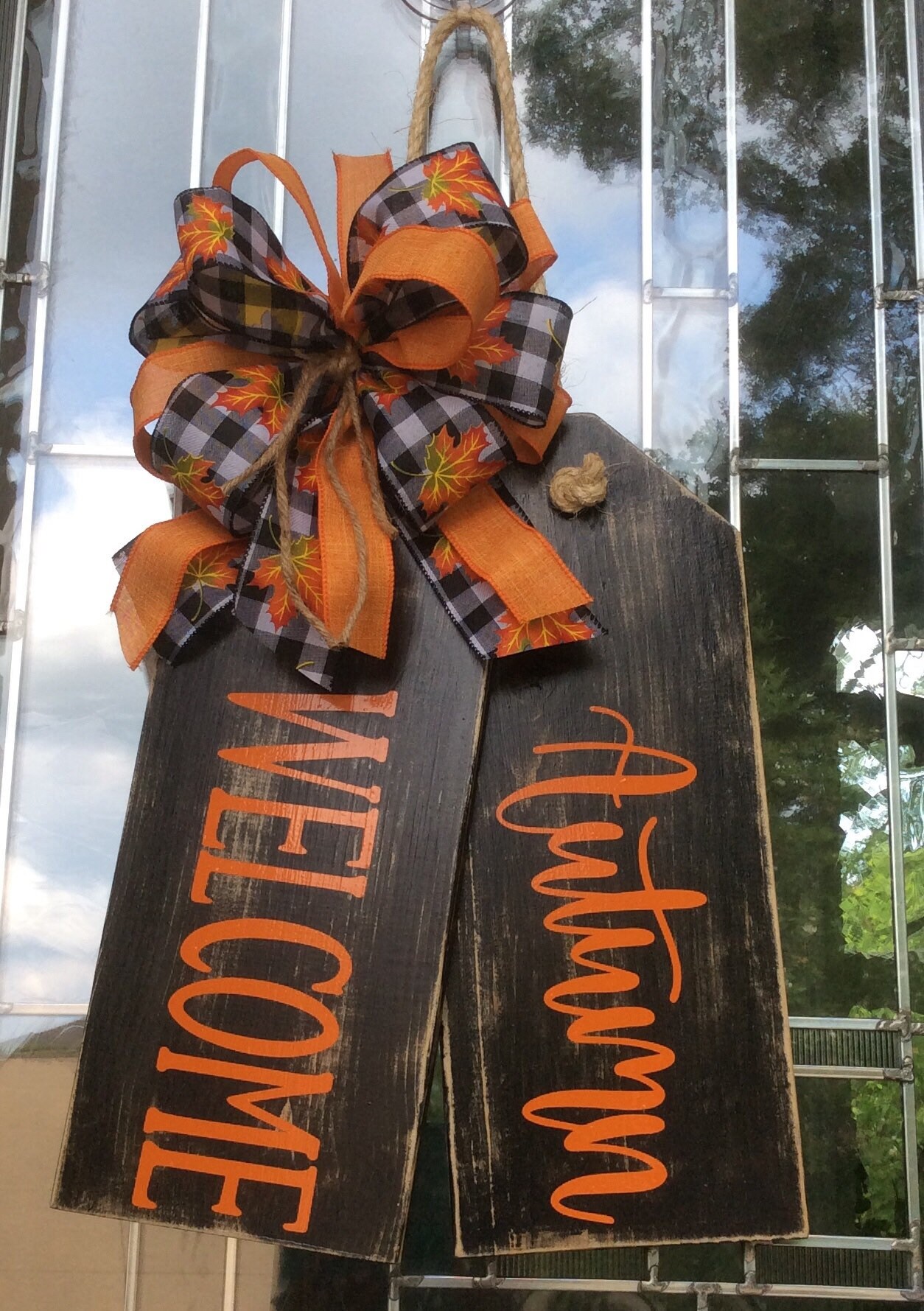 Welcome Autumn Large Wooden Door Tag Door Hanger | Etsy