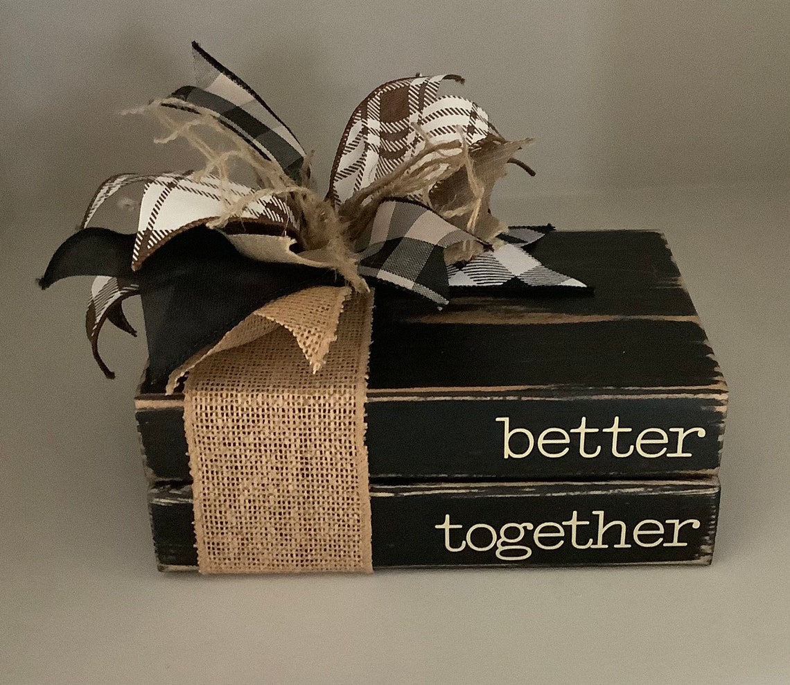 Farmhouse Book Stack farmhouse Wooden Decoration Better - Etsy