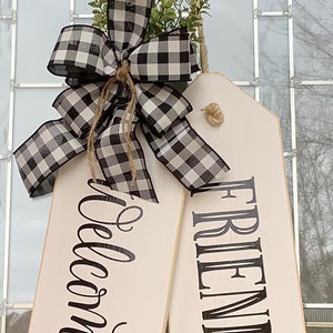 Welcome Friends, Large Wooden Door Tag, Door Hanger, Farmhouse, Wreath ...