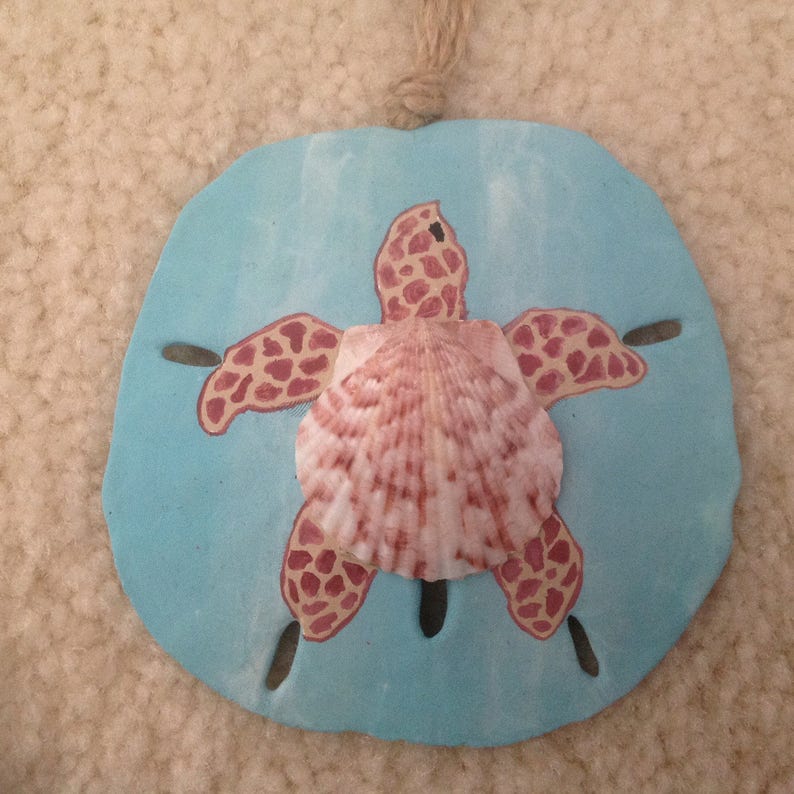Sea Turtle Honu Hand Painted Sand Dollar Ornament Beach - Etsy