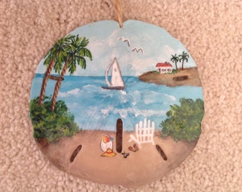 Sea Turtle Honu Hand Painted Sand Dollar Ornament Beach - Etsy