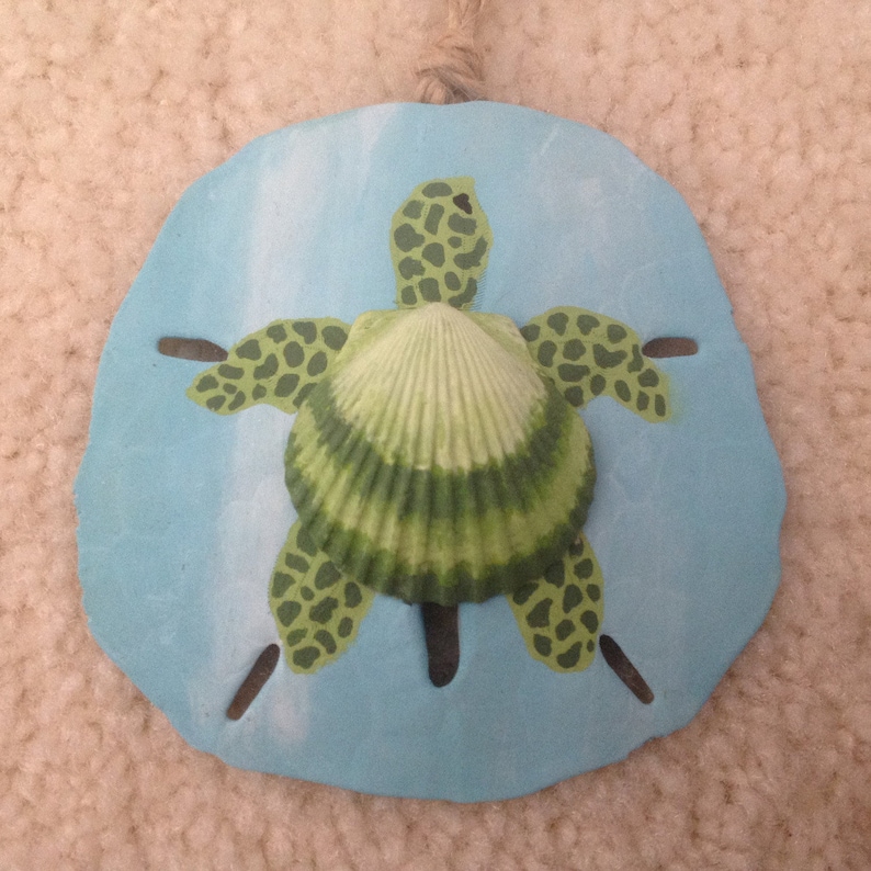 Sea Turtle, Honu, Hand Painted Sand Dollar Ornament, Beach Ornament ...