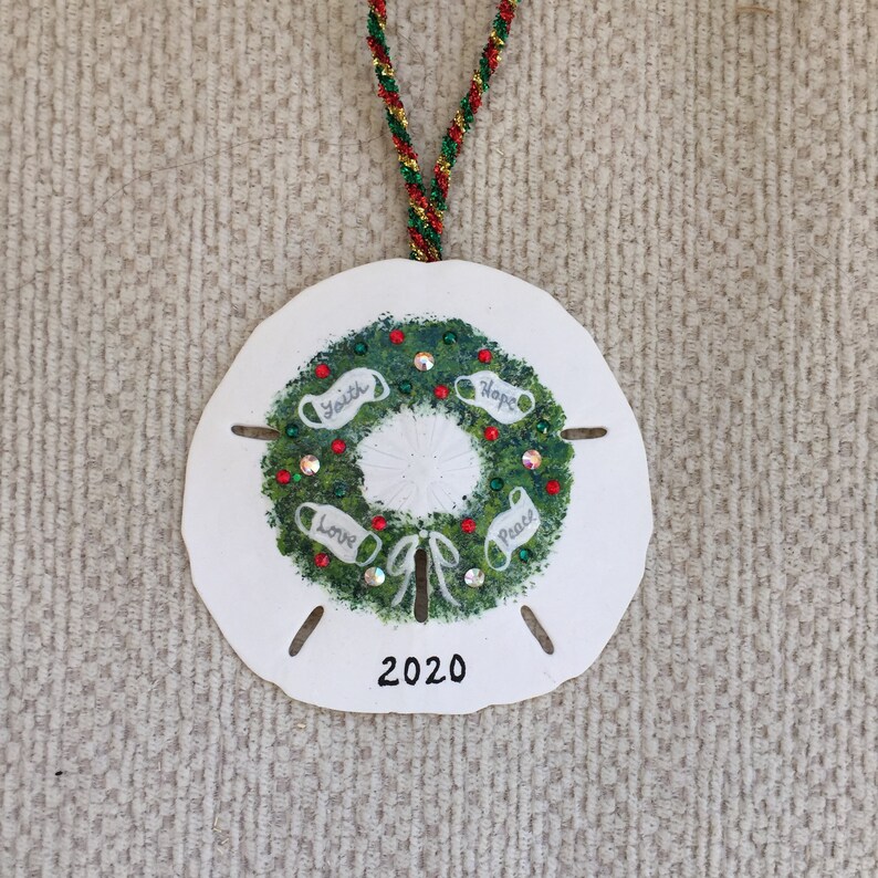 Christmas 2020 COVID Wreath Hand Painted Sand Dollar Ornament | Etsy