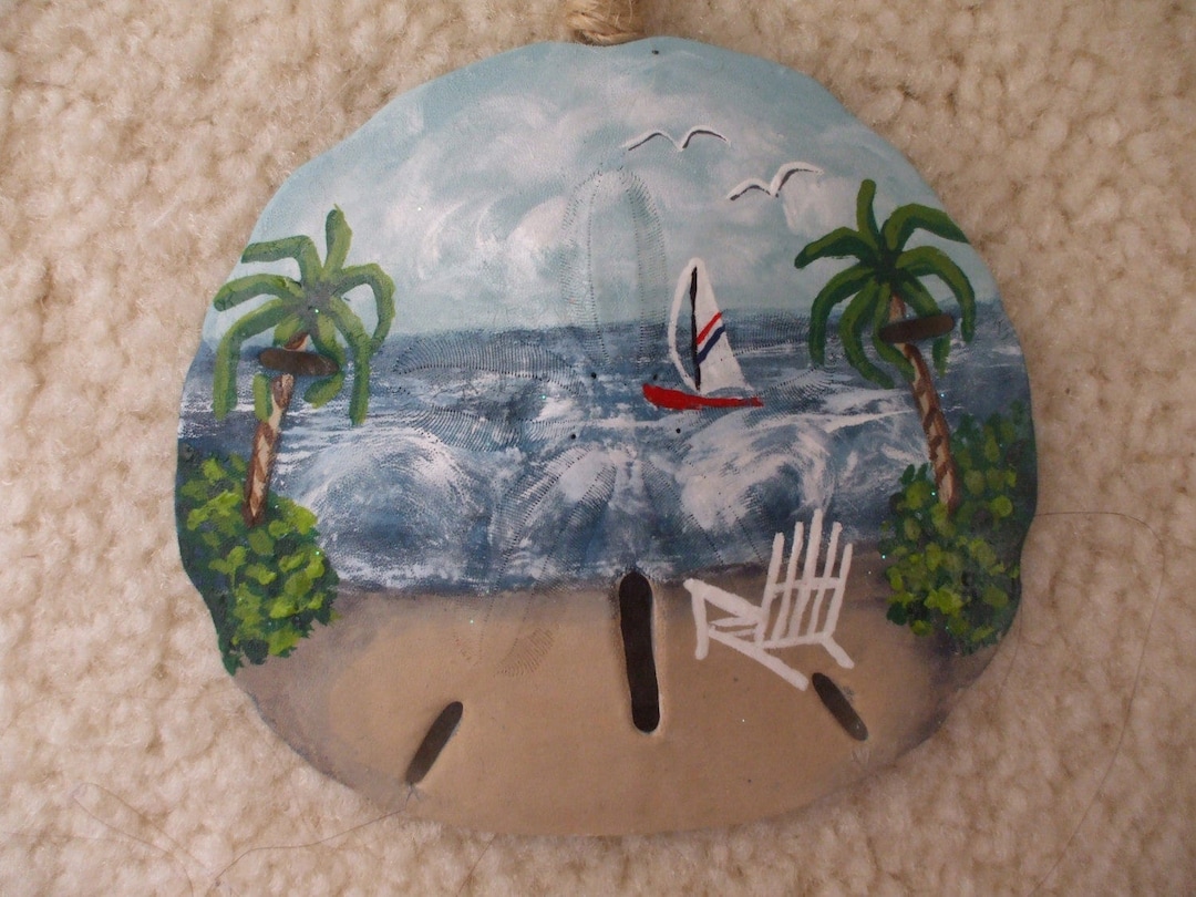 Sailing Into Summer, Hand Painted Sand Dollar Ornament, Beach Ornaments ...