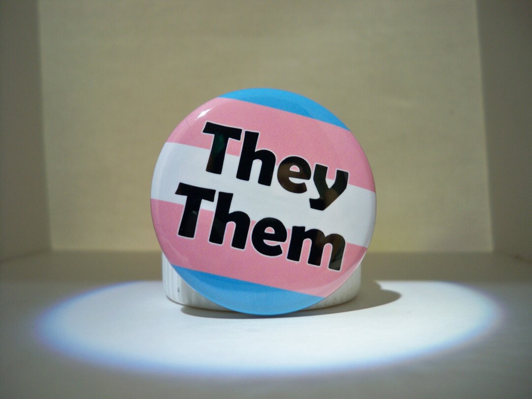 BOLD Trans Flag Pronoun Button they Them - Etsy