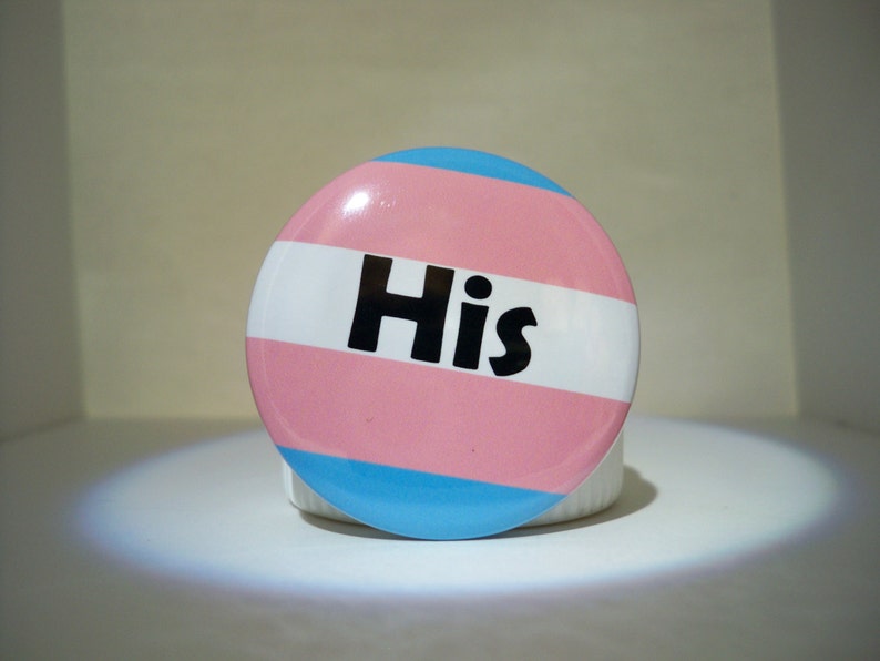 BOLD Trans Flag Pronoun Button Set he Him His - Etsy