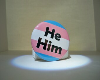 BOLD Trans Flag Pronoun Button they Them | Etsy