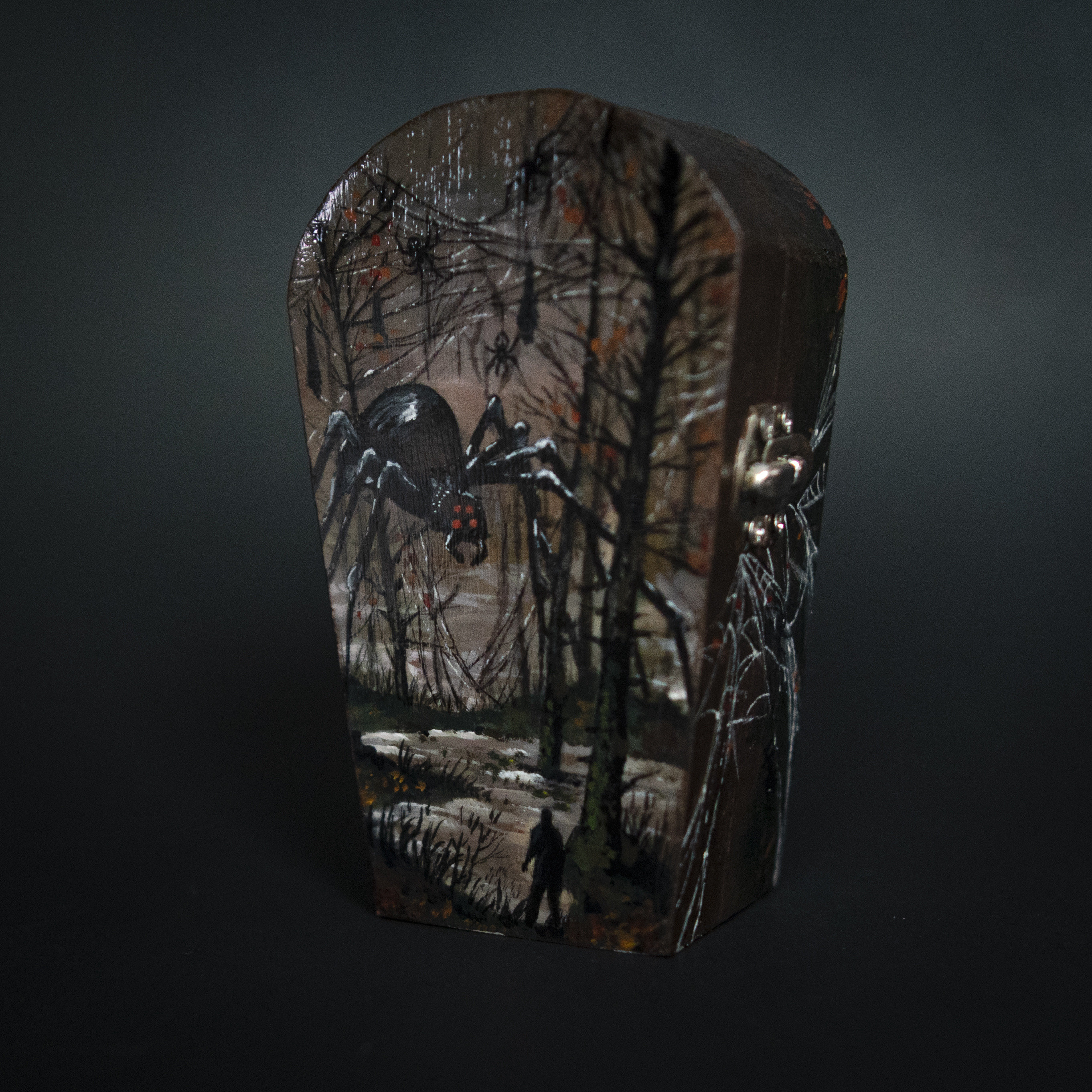 Spider’s Nest - Hand Painted Mini Wooden Coffin Halloween Art - Etsy